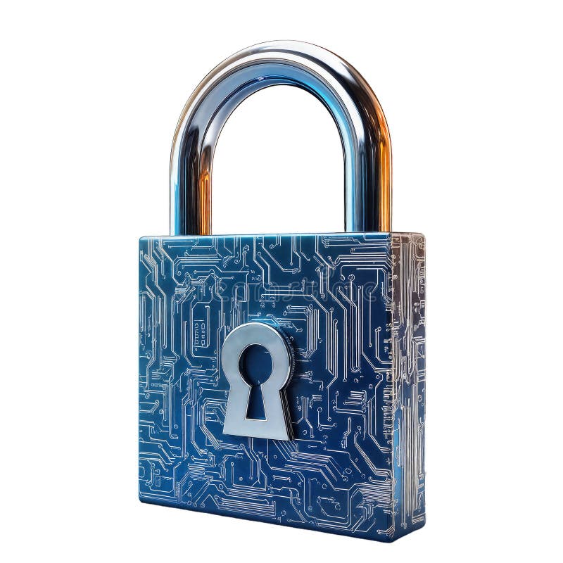Digital Padlock with Circuit Board Design Symbolizes Cybersecurity and ...