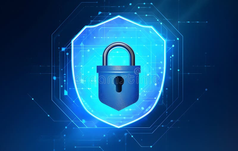 Digital Padlock, Computing System, Cyber Security, Stock Illustration ...