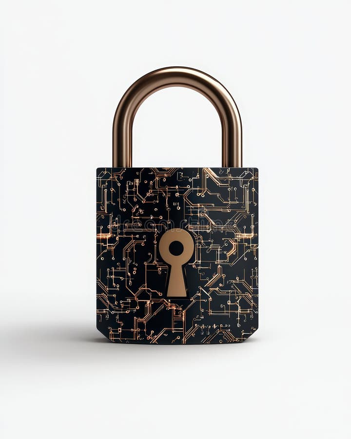 A Digital Padlock Design with a Circuit Board Pattern Symbolizing ...