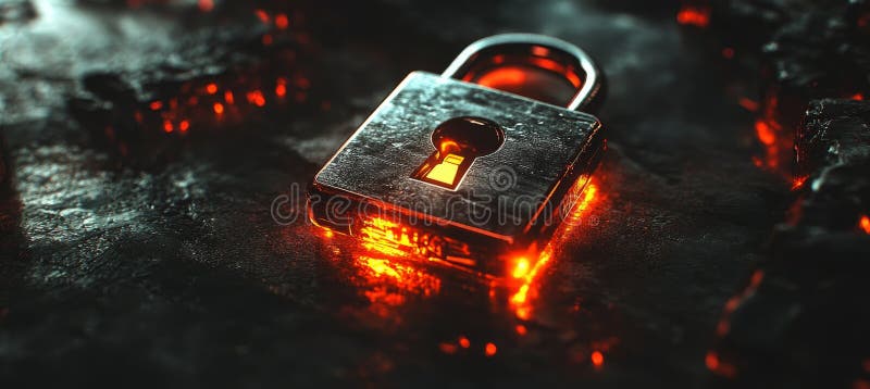 Digital Padlock on Fire a Symbol of Cyber Security, Data Protection ...