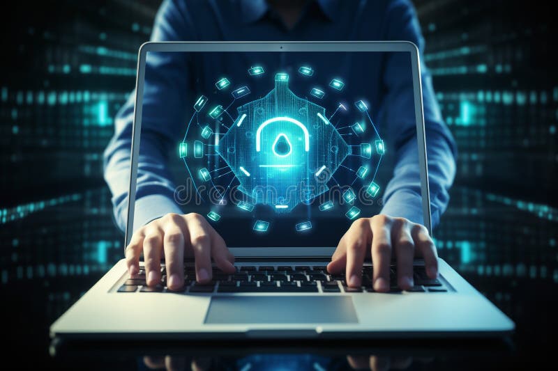 Digital Padlock in Front of a Laptop Computer As Concept for Cyber ...