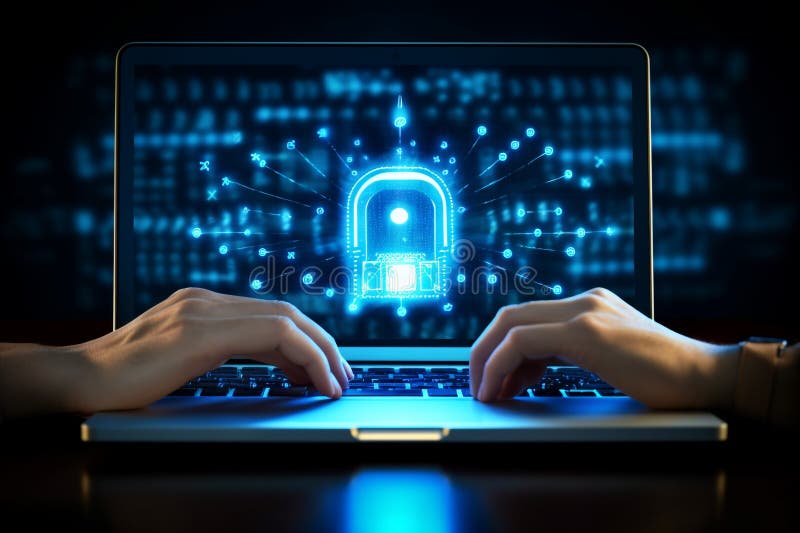 Digital Padlock in Front of a Laptop Computer As Concept for Cyber ...