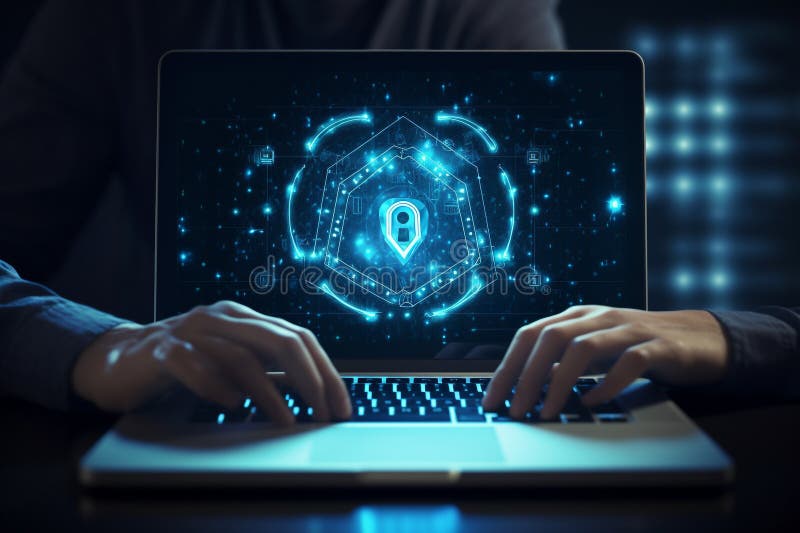 Digital Padlock in Front of a Laptop Computer As Concept for Cyber ...
