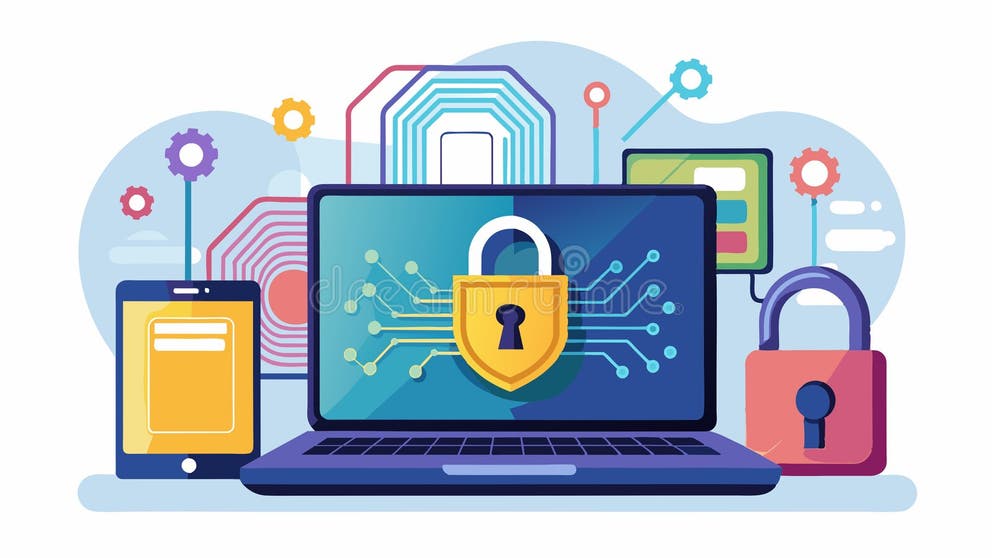 Digital Padlock in Front of a Laptop Computer As Concept for Cyber ...