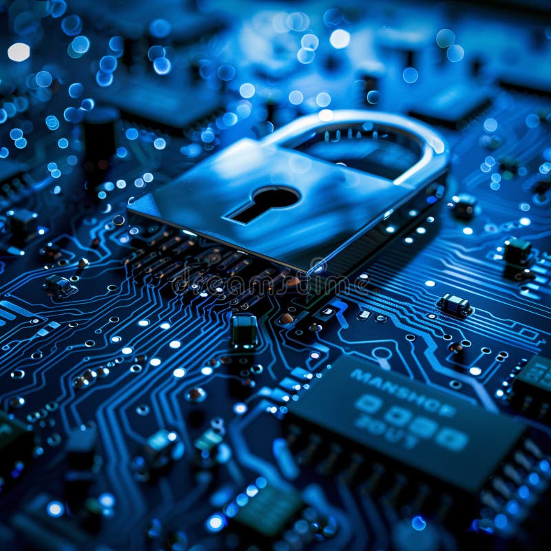 Digital Padlock Glowing on a Laptop Keyboard Stock Illustration ...