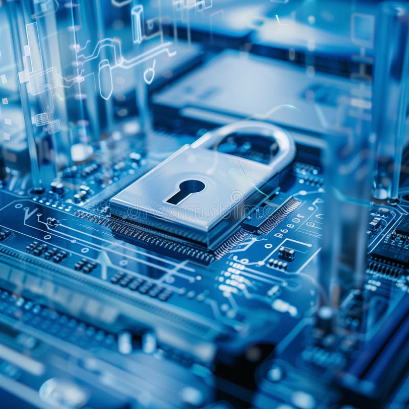 Digital Padlock Glowing on a Laptop Keyboard Stock Illustration ...