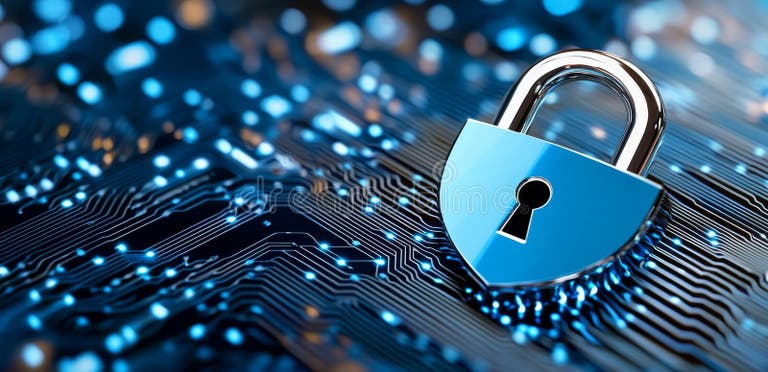 Digital Padlock Icon, Cyber Security Network and Data Protection ...