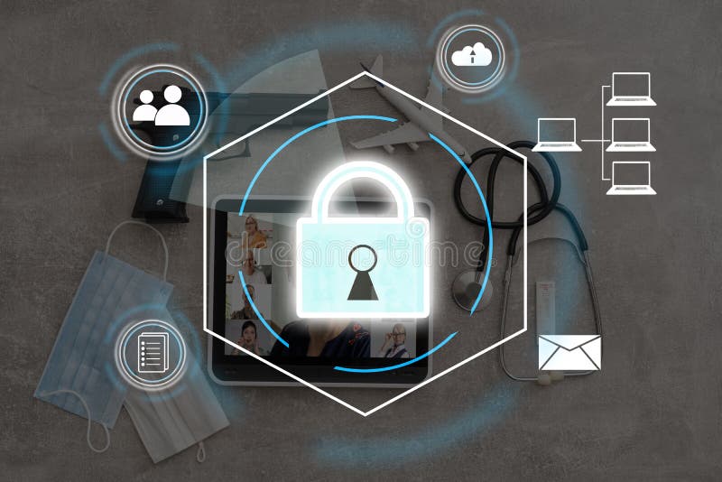 Digital Padlock Icon, Cyber Security Network and Data Protection ...