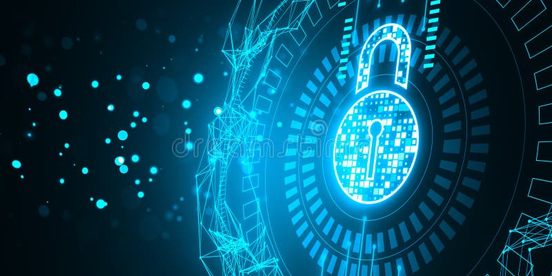 Digital Padlock Icon Surrounded by Abstract Network Graphics. 3D ...
