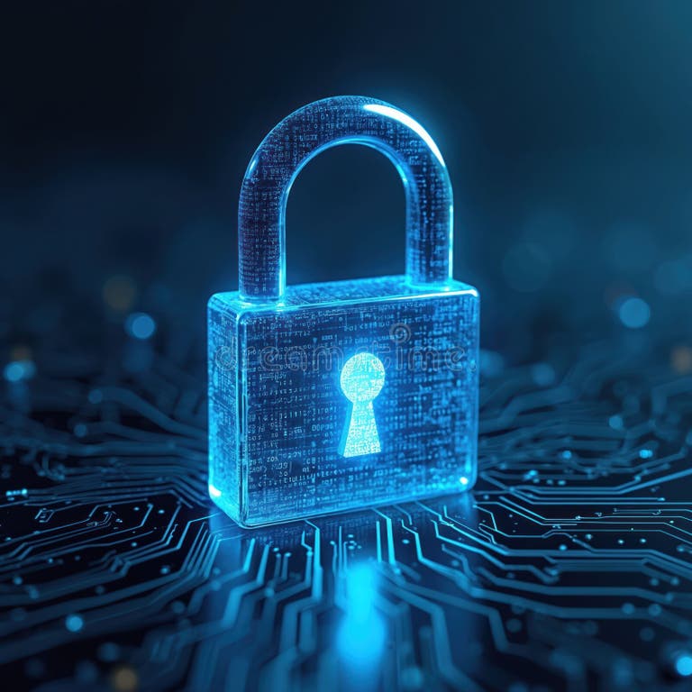 Digital Padlock Illustration Cybersecurity, Data Protection. Circuit ...