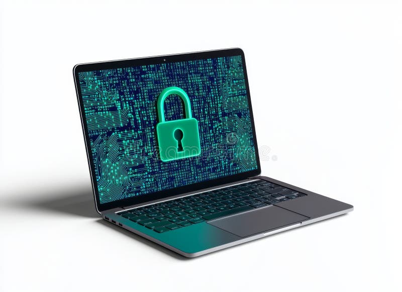A Digital Padlock Positioned in Front of a Laptop, Symbolizing ...