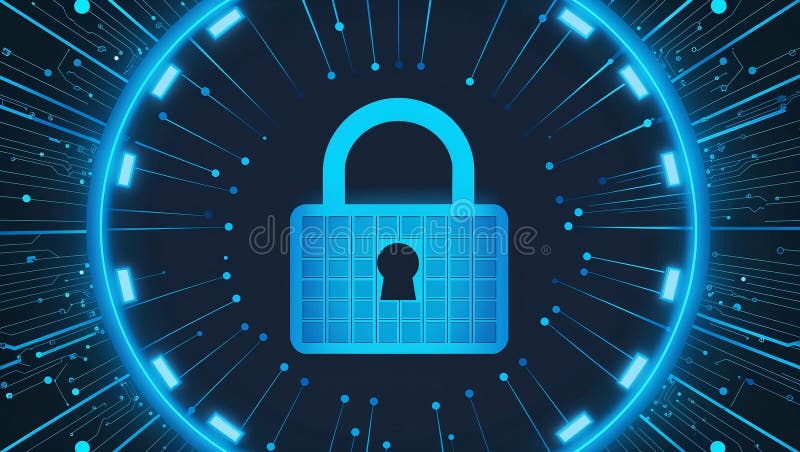 Digital Padlock Protecting Data in Futuristic Circuit Board Interface ...