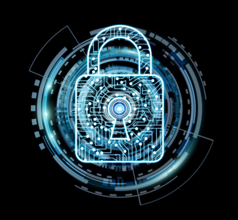 Digital Padlock Securing Datas 3D Rendering Stock Illustration ...