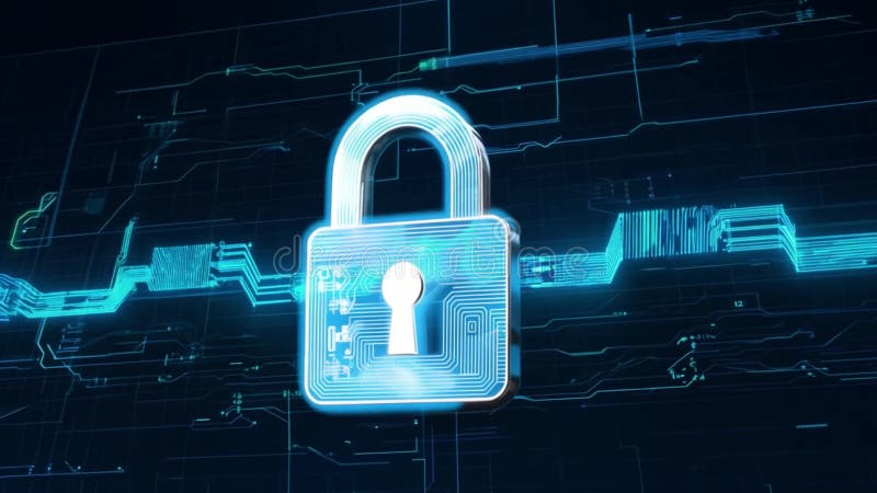 A Digital Padlock Symbol Representing Cybersecurity and Data Protection Amid a Futuristic ...