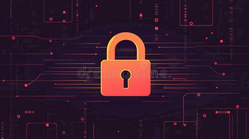 Digital Padlock Surrounded by Binary Code Representing Cybersecurity Stock Illustration ...