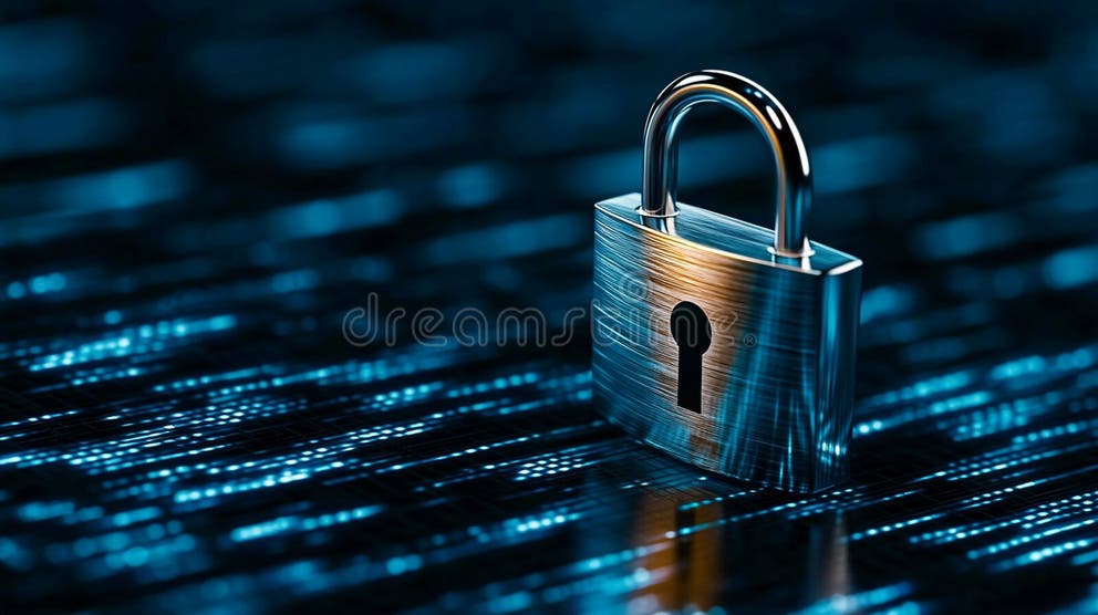 Digital Padlock Symbolizes Cybersecurity and Data Protection, Set ...