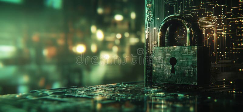 Digital Padlock Symbolizing Cybersecurity, Data Protection, and ...