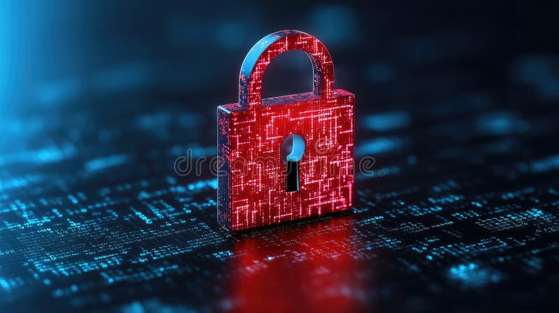 A Digital Padlock Symbolizing Cybersecurity and Data Protection, Set ...