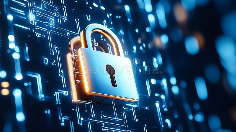 A Digital Padlock Symbolizing Security and Data Protection, Set Against ...