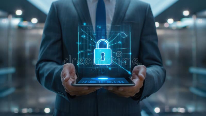 The Digital Padlock on Tablet.AI Generated Image Stock Photo - Image of ...