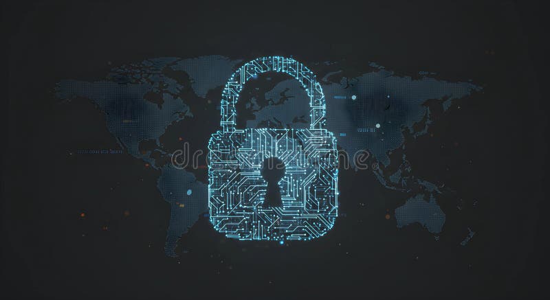 Digital Padlock on World Map Stock Image - Image of data, cybersecurity ...