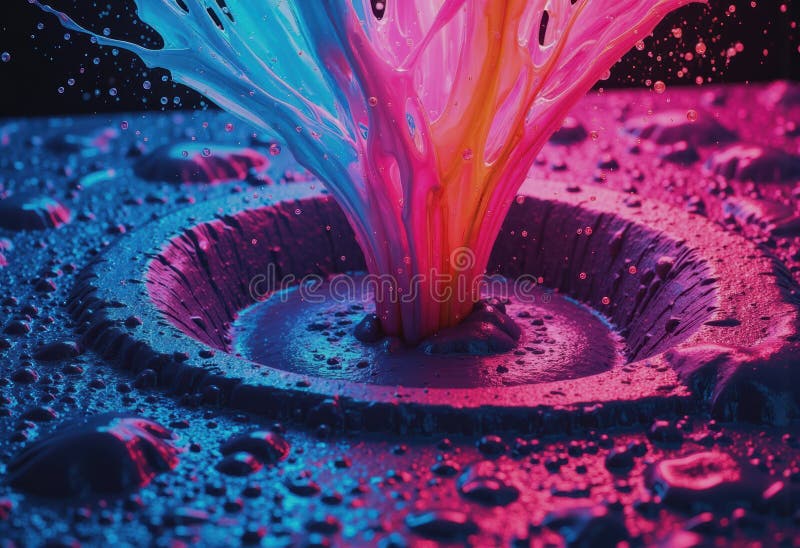 Digital Paint Mixing System with Vibrant Colors Splashing and Blending ...