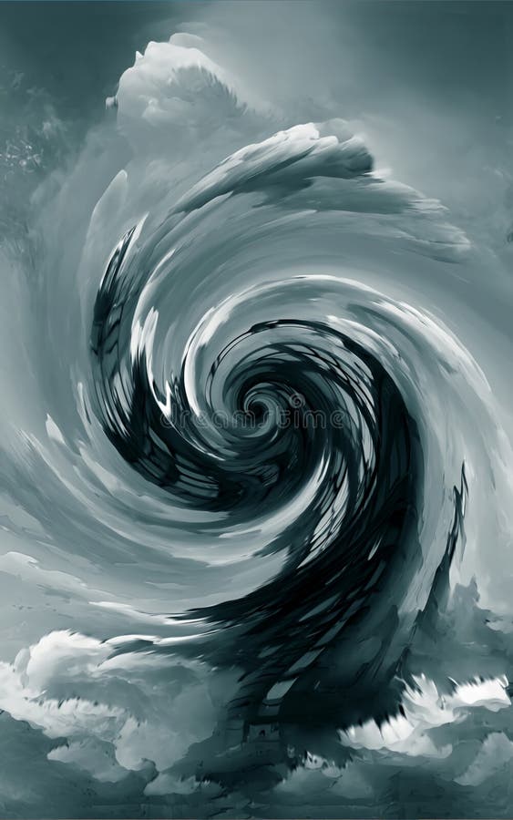 Digital Painting of Abstract Tornado Wave Shape, Illustration Stock ...