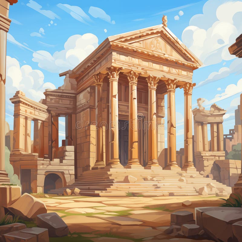 Digital Painting Ancient Roman Castle Stock Illustration - Illustration ...
