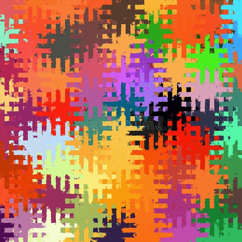 Digital Painting Beautiful Abstract Colorful Chaotic Rectangular Jigsaw ...