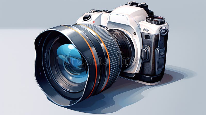 Digital Painting of Camera with Wide Prime Lens Stock Illustration ...