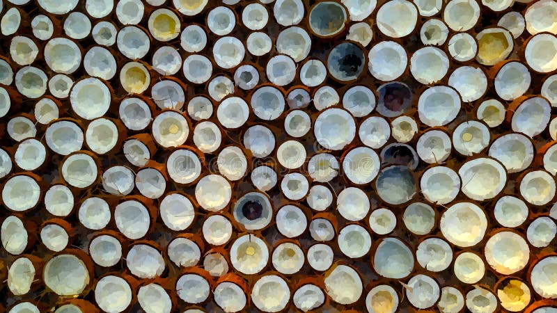 Digital Painting of Coconut Shells Displayed Stock Illustration ...