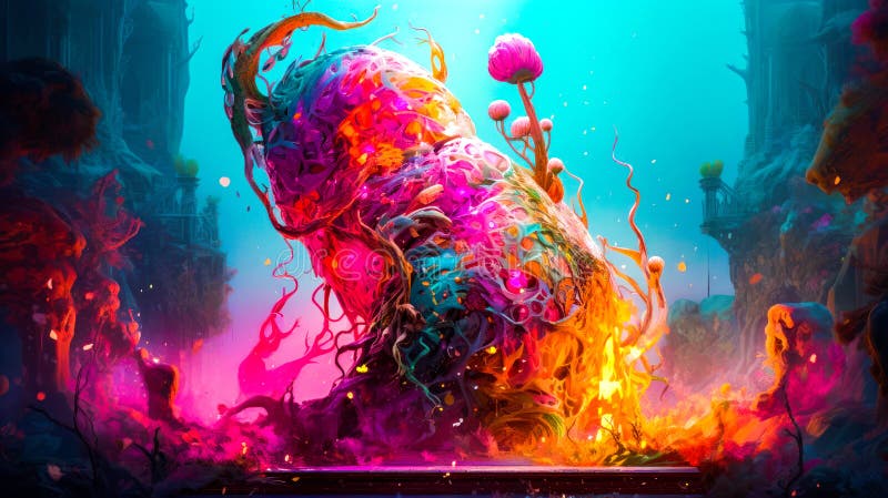 Digital Painting of Colorful Creature. Generative AI Stock Illustration ...