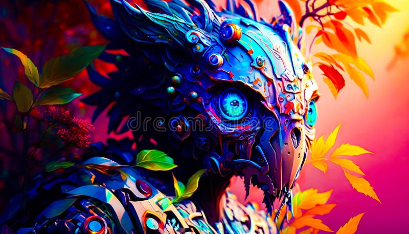 Digital Painting of Creature with Blue Eyes. Fantasy Stock Illustration ...