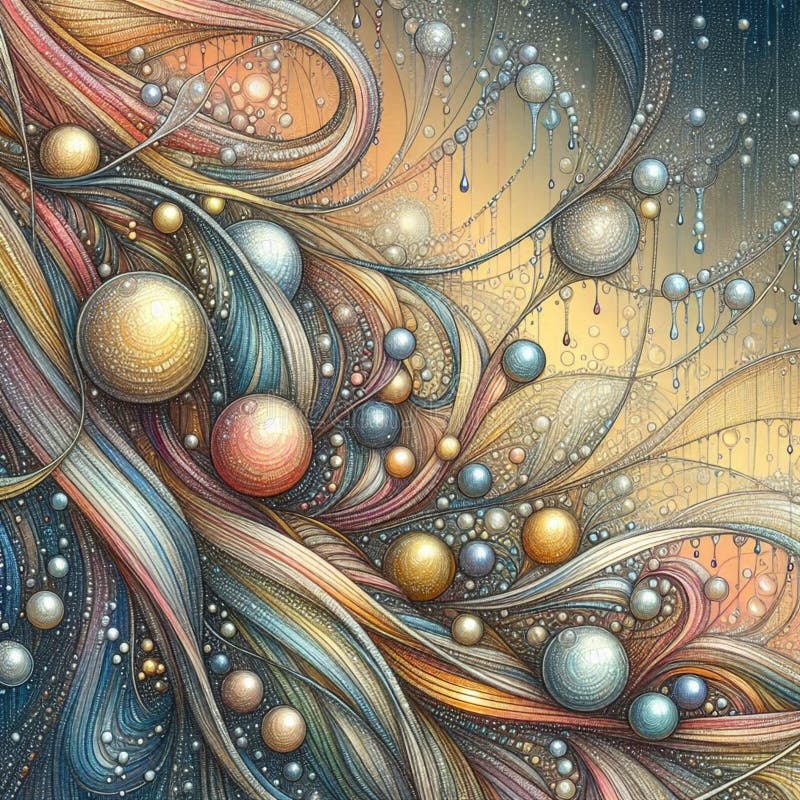 Digital Painting of Dewdrops Colored Pencils Stringy Glitter Style ...