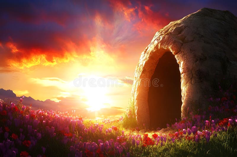 Digital Painting of the Empty Tomb Jesus Resurrected As in Bible Stock ...