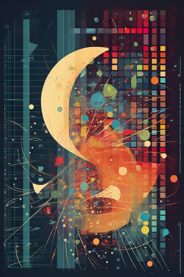 A Digital Painting of a Half Moon with Colorful Dots. Generative AI ...