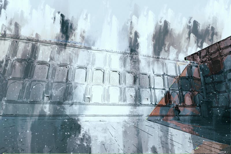 Digital Painting of Historic Building, Illustration of Historic ...