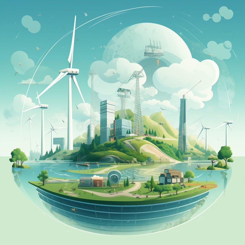 Digital Painting Images that Communicate Energy, Clean Energy. Stock ...