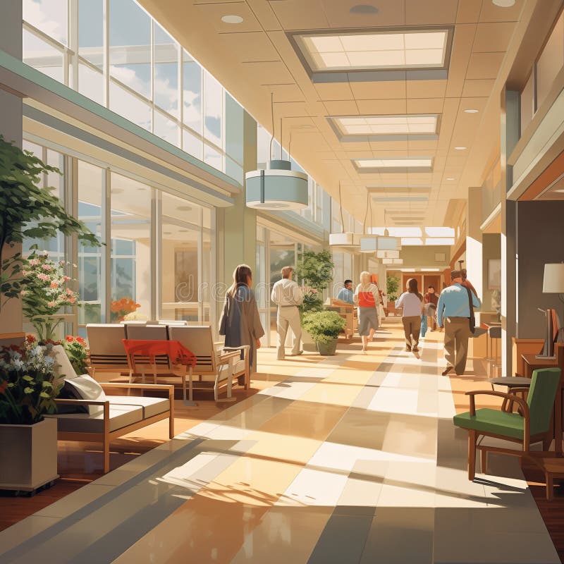 Digital Painting Inside of a Hospital Stock Illustration - Illustration ...