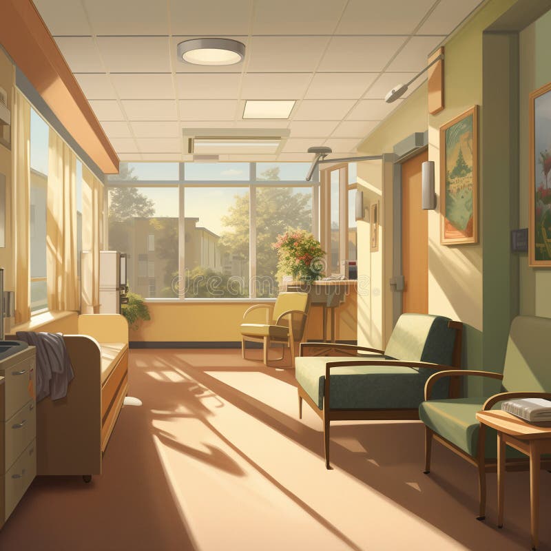 Digital Painting Interior of a Small Hospital Stock Illustration ...