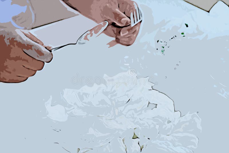 Digital Painting of Man Eating Tissue Paper Stock Illustration ...