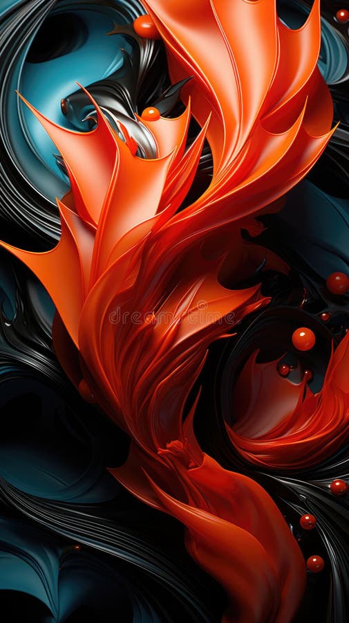 A Digital Painting of an Orange and Black Flower. Stock Illustration ...