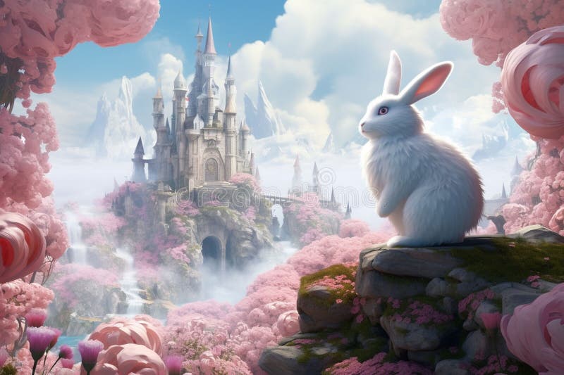 Digital Painting of a Rabbit Amidst a Stock Illustration - Illustration ...