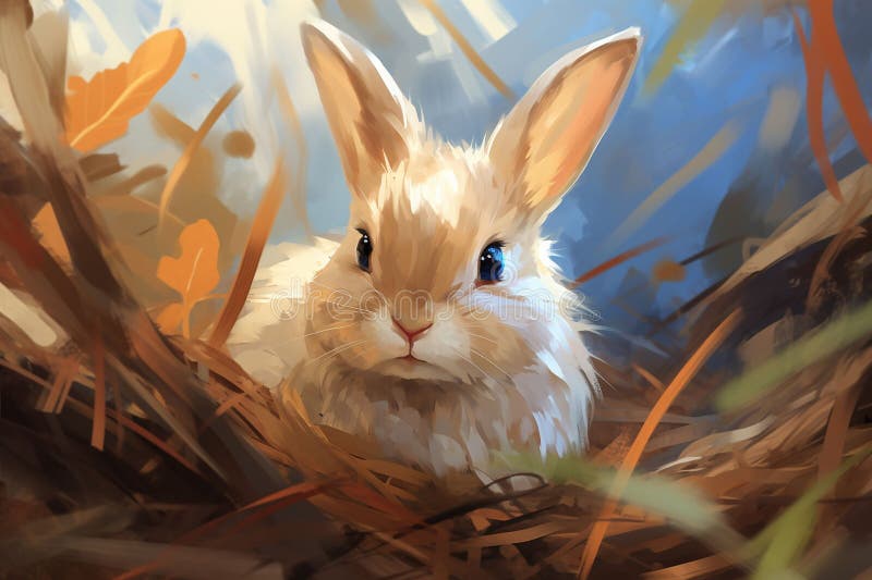 Digital Painting of a Rabbit with a Painterly Stock Illustration ...