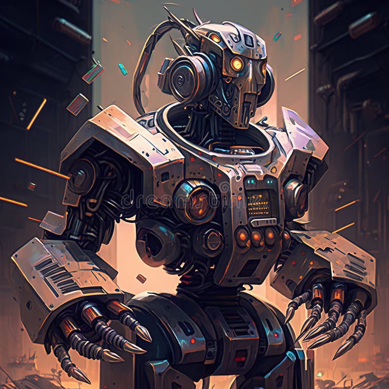Digital Painting of a Retro Style Robot. Created Using Generative AI ...