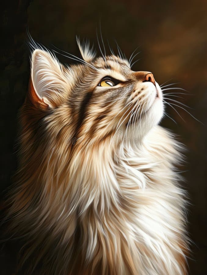 A Digital Painting Showing a Norwegian Cat Stock Illustration ...