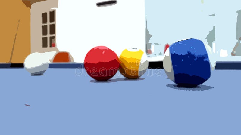 Digital Painting Style Representing Colored Balls on a Pool Table Stock ...