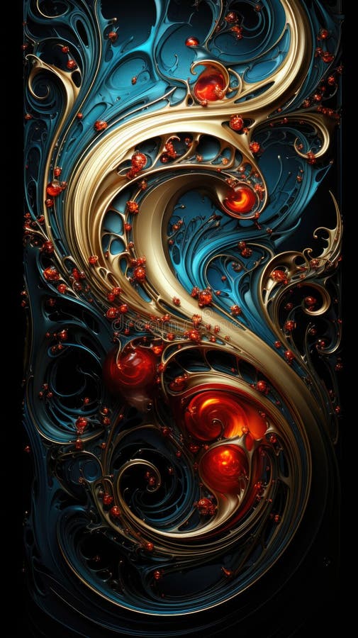 A Digital Painting of a Swirly Design. Stock Image - Image of shiny ...
