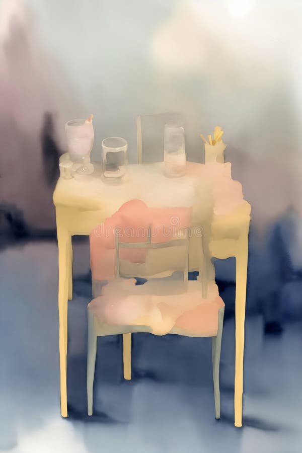 A Digital Painting of a Table and Chair. Generative AI Stock ...