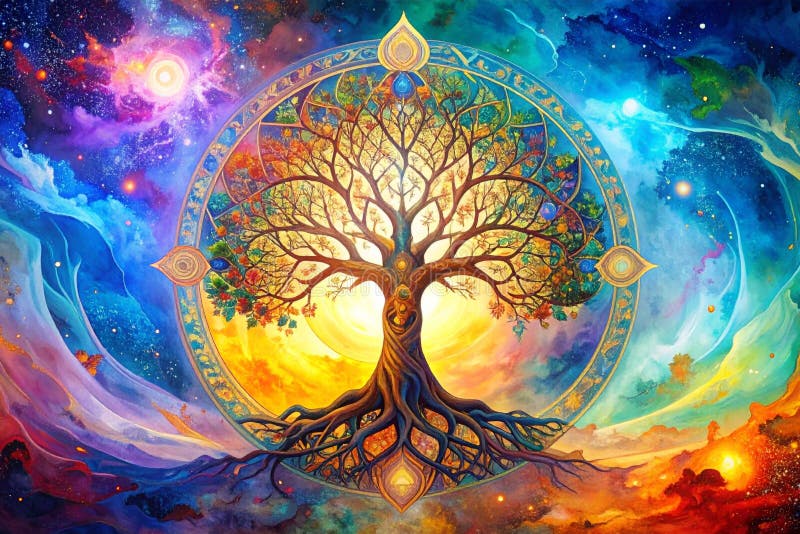Digital Painting Tree of Time Stock Illustration - Illustration of ...